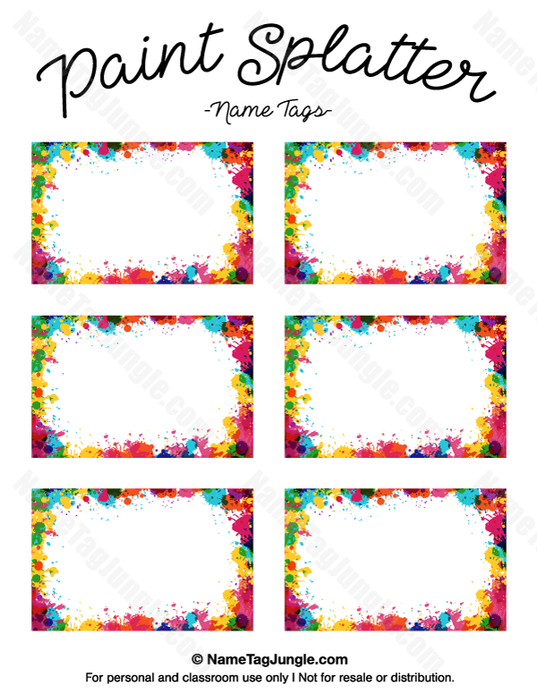Printable Paint Splatter Name Tags