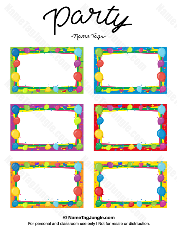 Printable Party Name Tags Printable Party Name Tags