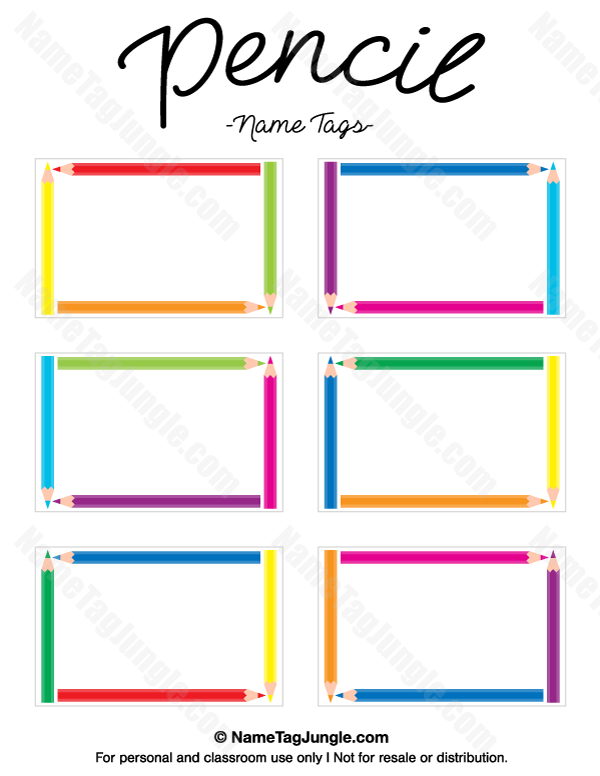 Printable Pencil Name Tags